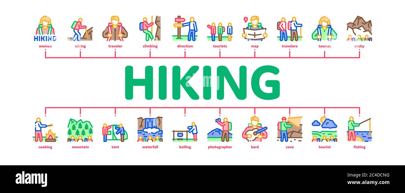 Hiking Extreme Tourism Minimal Infographic Banner Vector Stock Vector ...