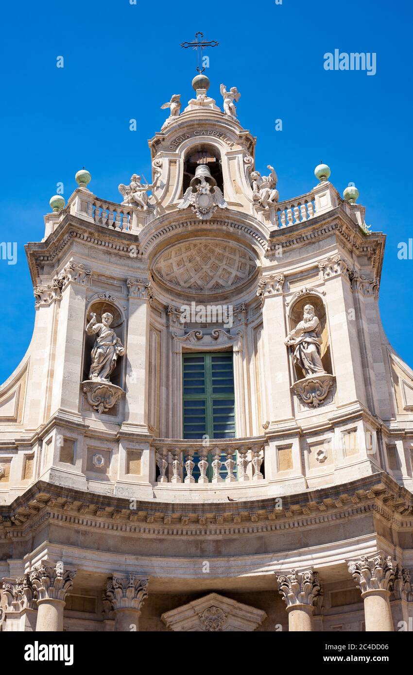 Facade of Santa Agatha Cathedral in Catania City, Sicily, Italy Stock ...