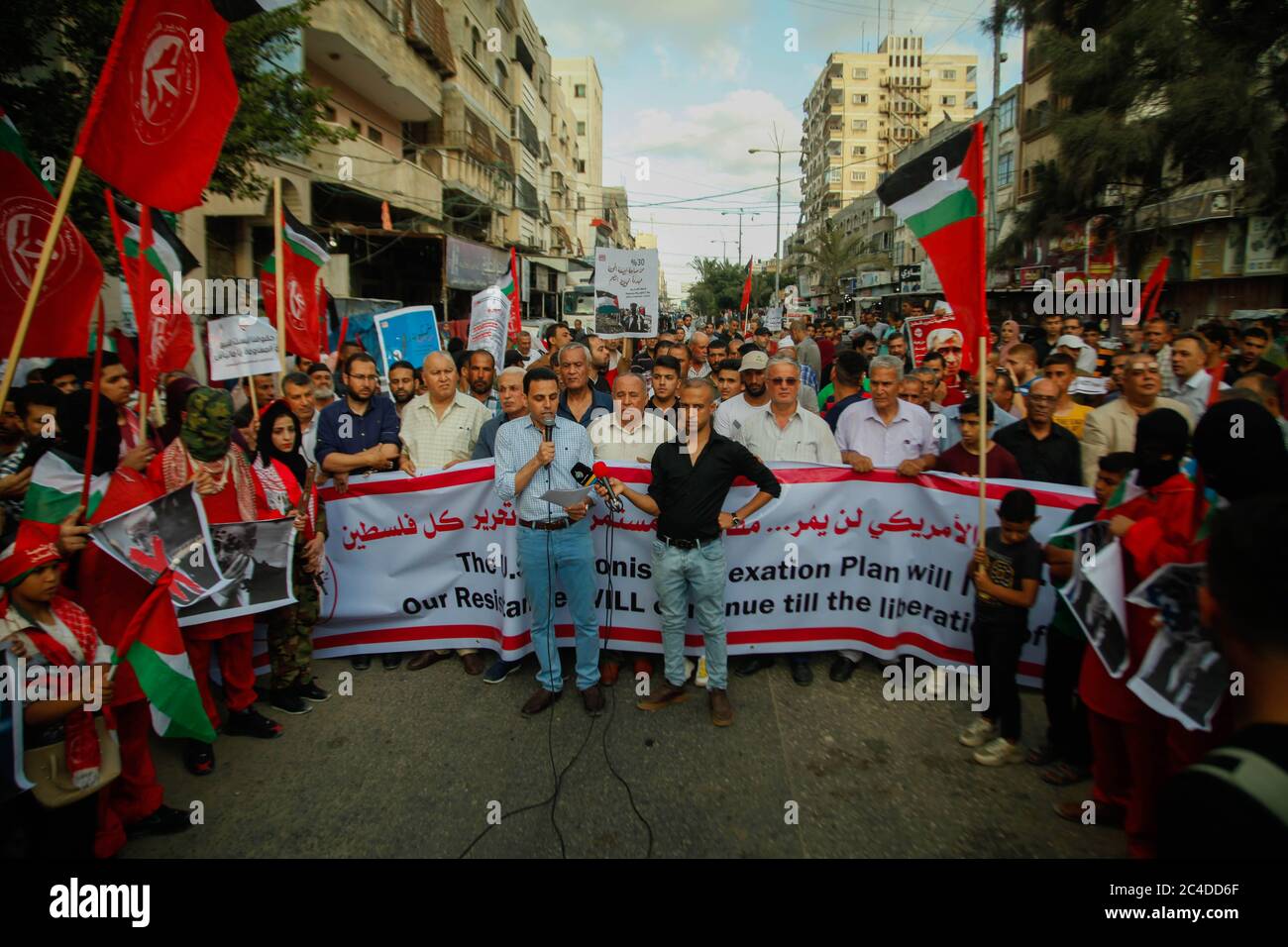 Gaza, Albania. 25th June, 2020. Palestinians demonstrate organized by ...