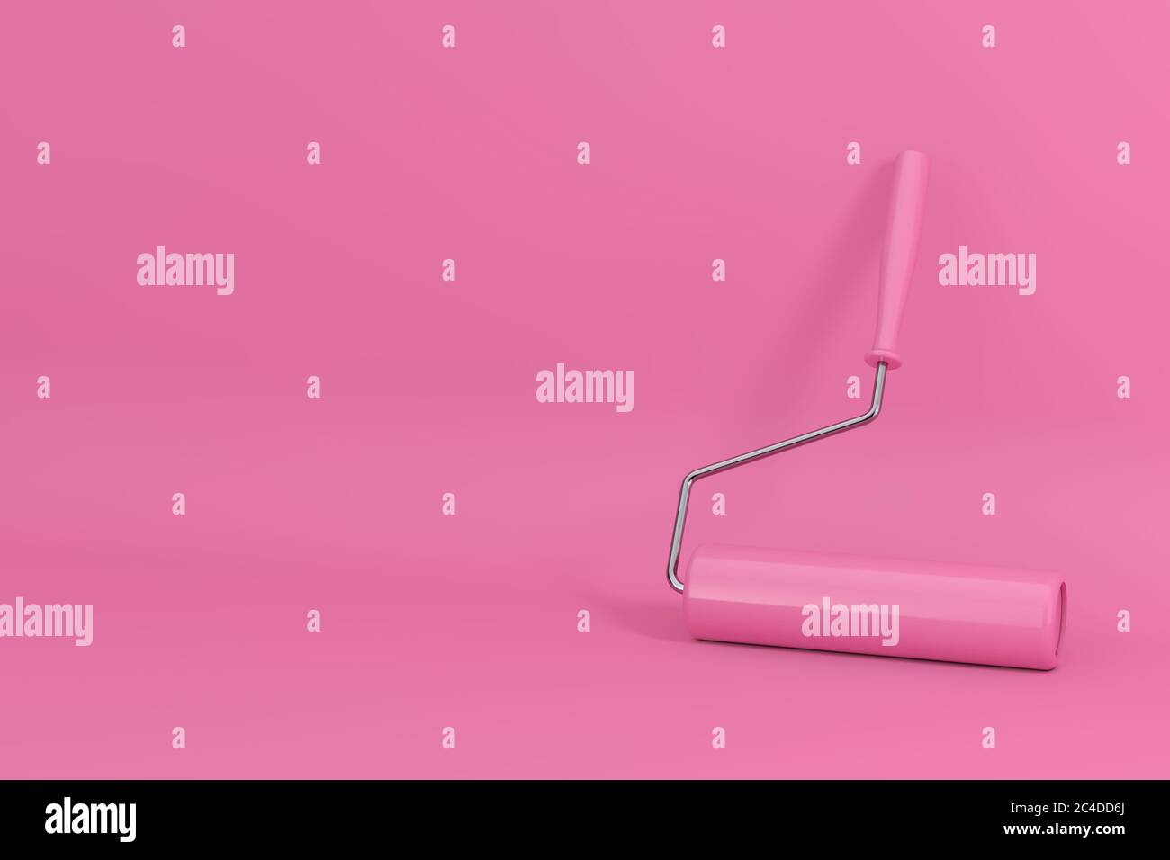 Pink Paint Roller in Duotone Style on a pink background. 3d Rendering ...