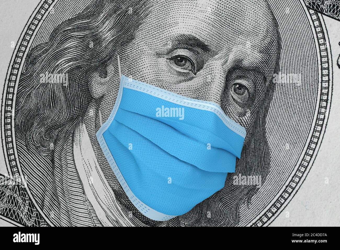Global Financial CrisisConcept. Benjamin Franklin With Medical Face ...