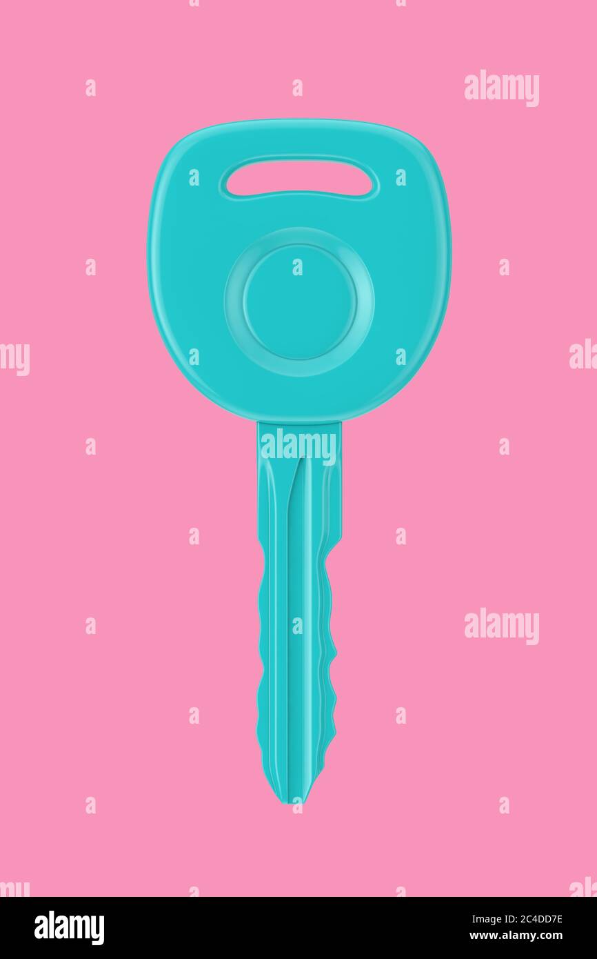 Modern Blue Car Key in Duotone Style on a pink background. 3d Rendering ...