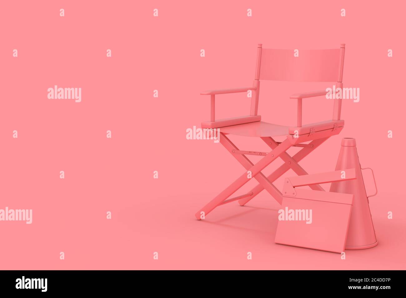 Pink Director Chair, Movie Clapper and Megaphone in Duotone Style on a ...