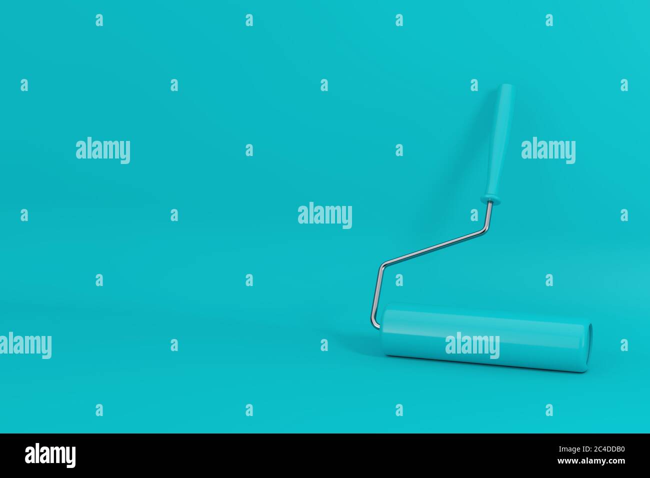 Blue Paint Roller in Duotone Style on a blue background. 3d Rendering ...