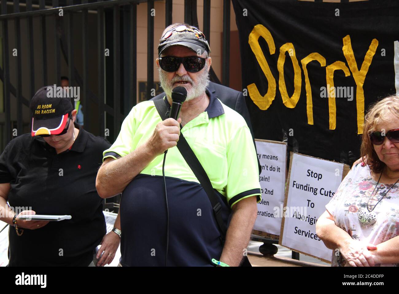 Ray Jackson from the Indigenous Social Justice Association makes a ...