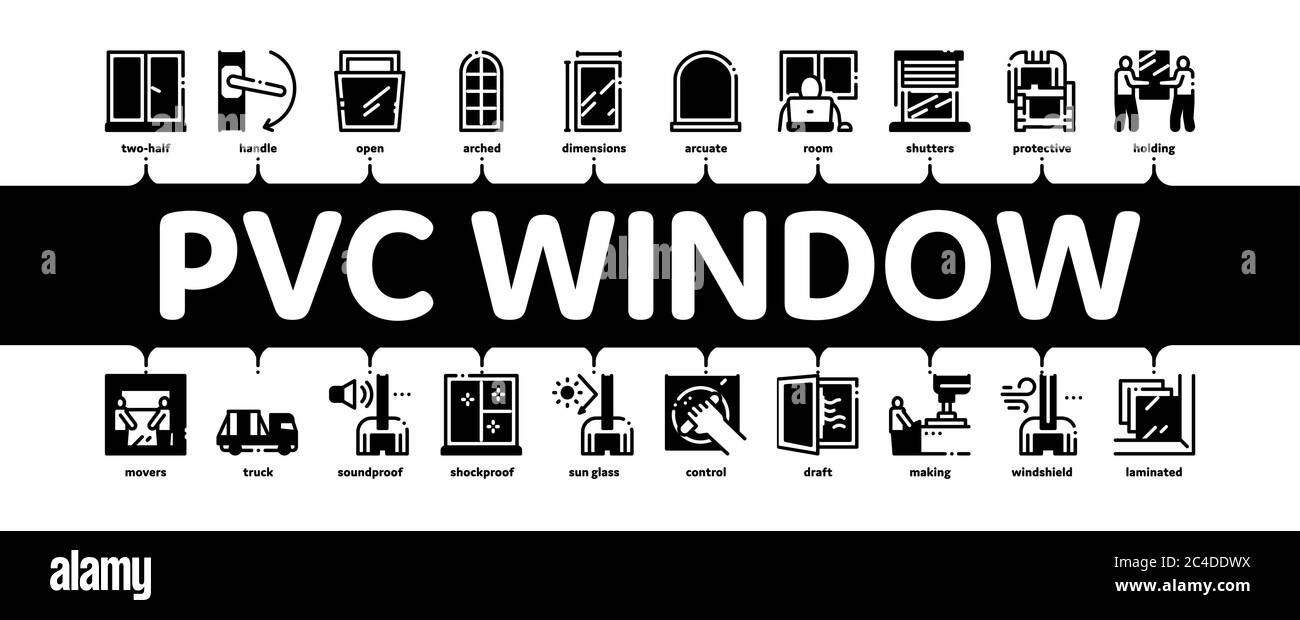 Pvc Window Frames Minimal Infographic Banner Vector Stock Vector Image ...