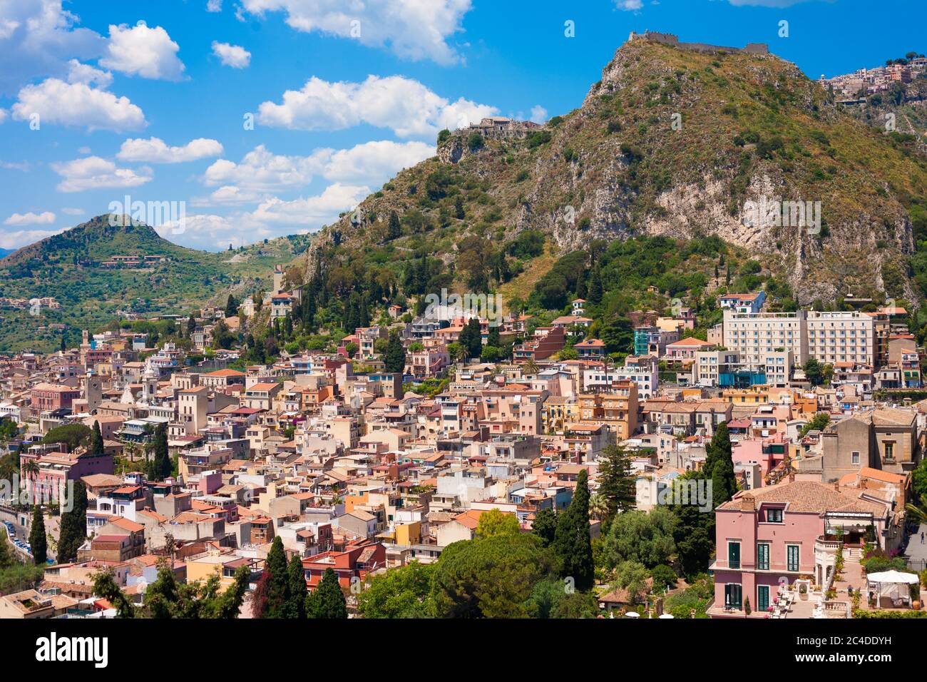 Panoramic view of Taormina in Sicily, Italy Stock Photo - Alamy