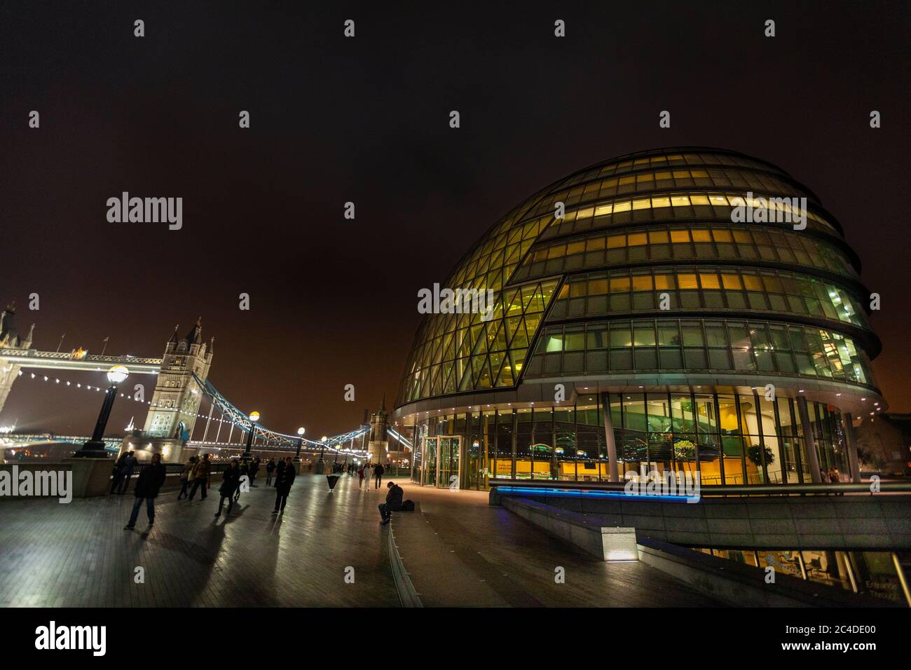 The London City Council building and Tower Bridge on the banks of the ...