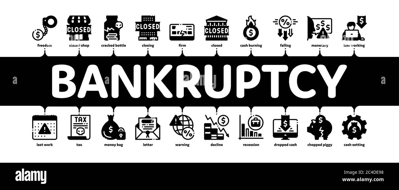 Bankruptcy Business Minimal Infographic Banner Vector Stock Vector ...