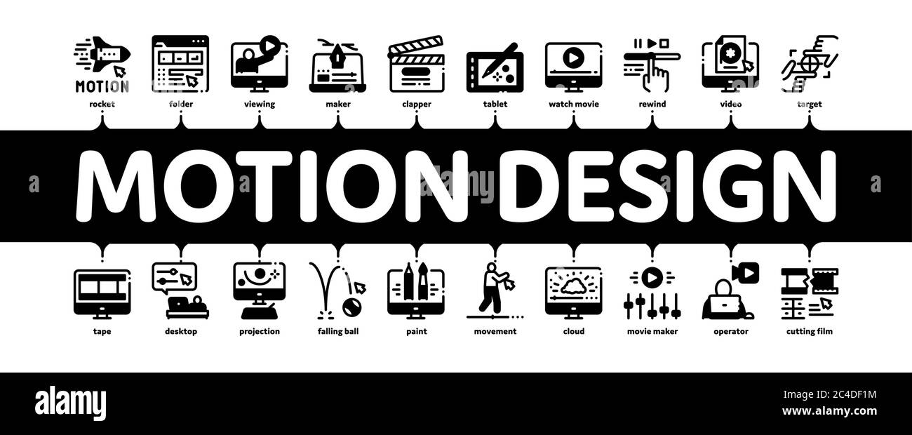 Motion Design Studio Minimal Infographic Banner Vector Stock Vector ...