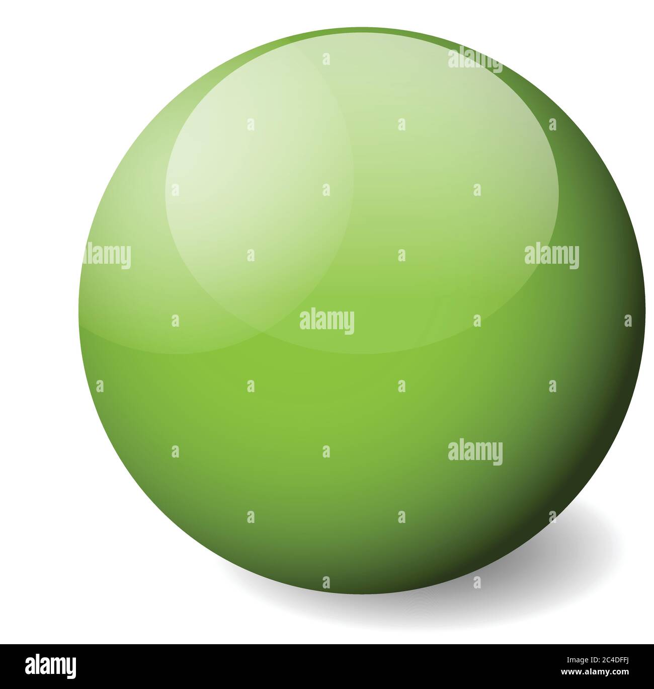 Green glossy sphere, ball or orb. 3D vector object with dropped shadow ...