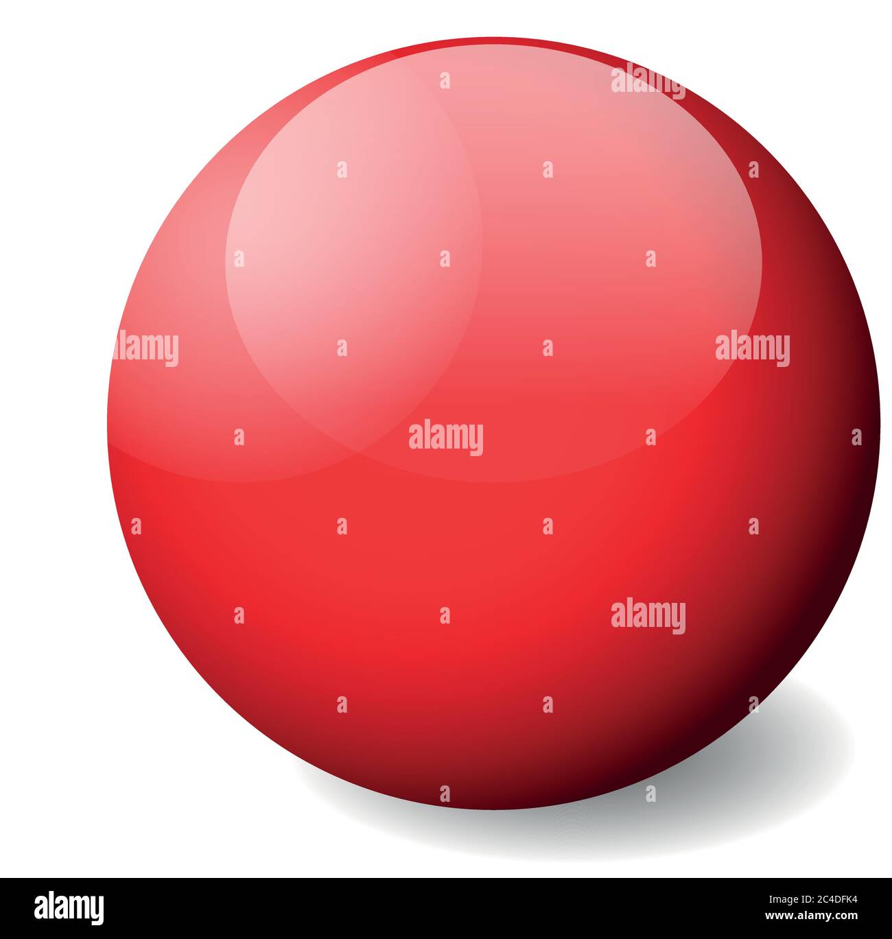 Red glossy sphere, ball or orb. 3D vector object with dropped shadow on ...