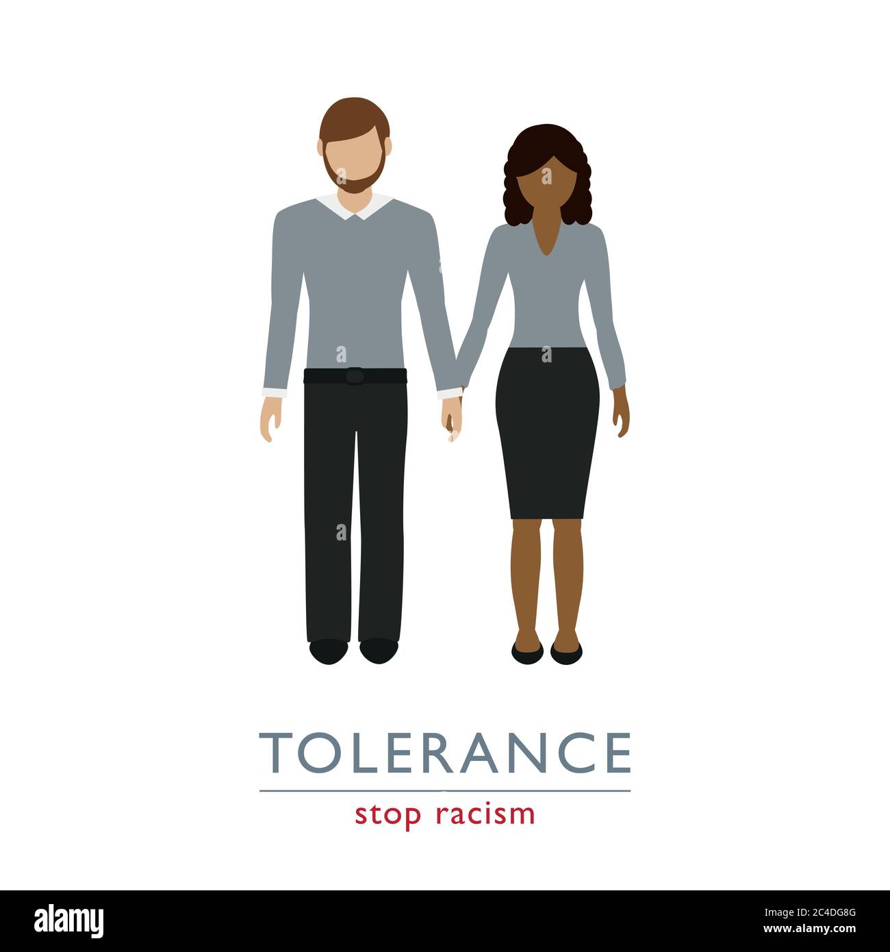 stop racism tolerance concept couple with different skin colors vector ...