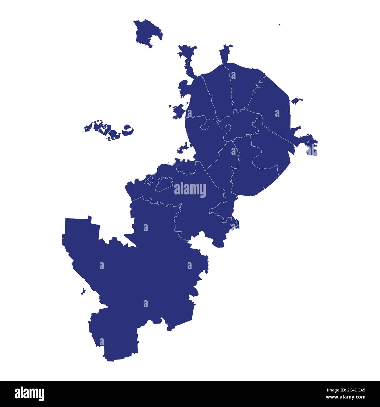 High Quality map of Moscow is a region of Russia with borders of the ...