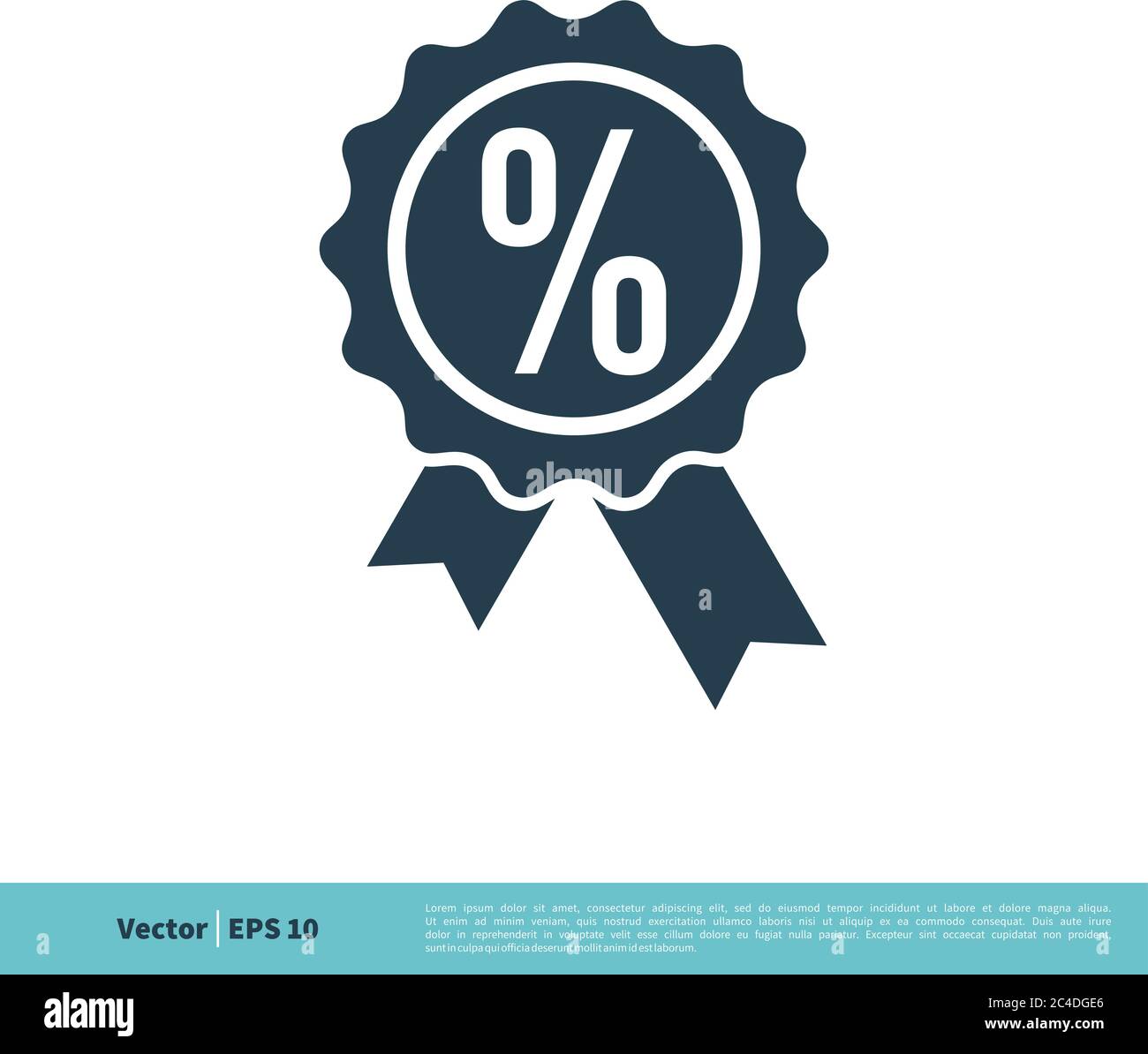 Percentage Ribbon Rosette Seal Icon Vector Logo Template Illustration ...