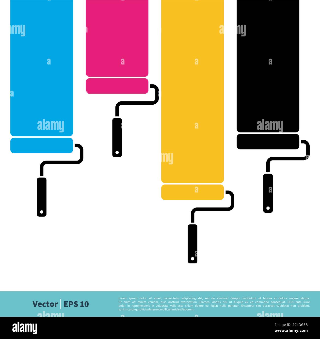 Colorful CMYK Roll Painter Vector Template Illustration Design. Vector ...