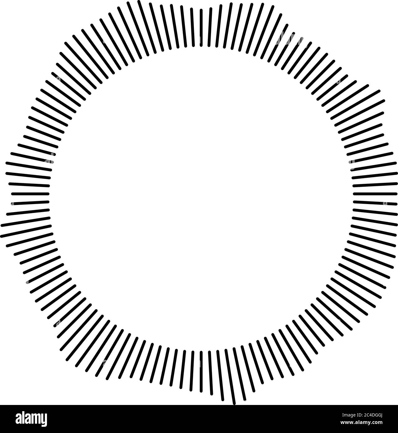 Black ring of short thin rays with wavy silhouette on white background ...