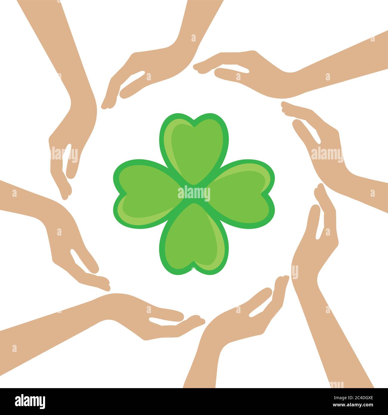 clover leaf symbol in the middle of human hands vector illustration ...