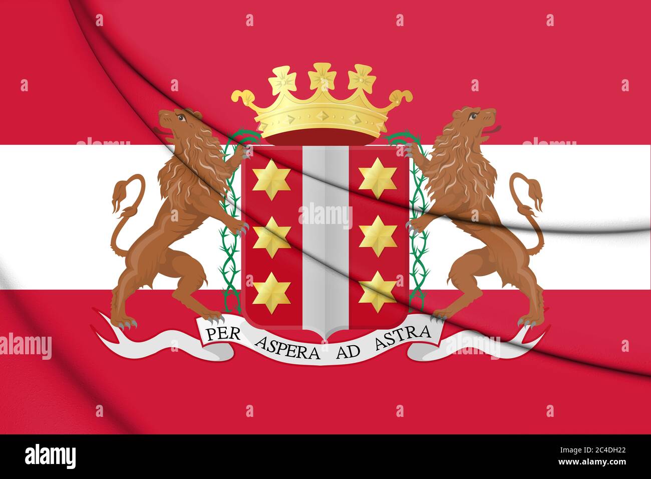 3D Flag of Gouda (South Holland), Netherlands. 3D Illustration Stock ...