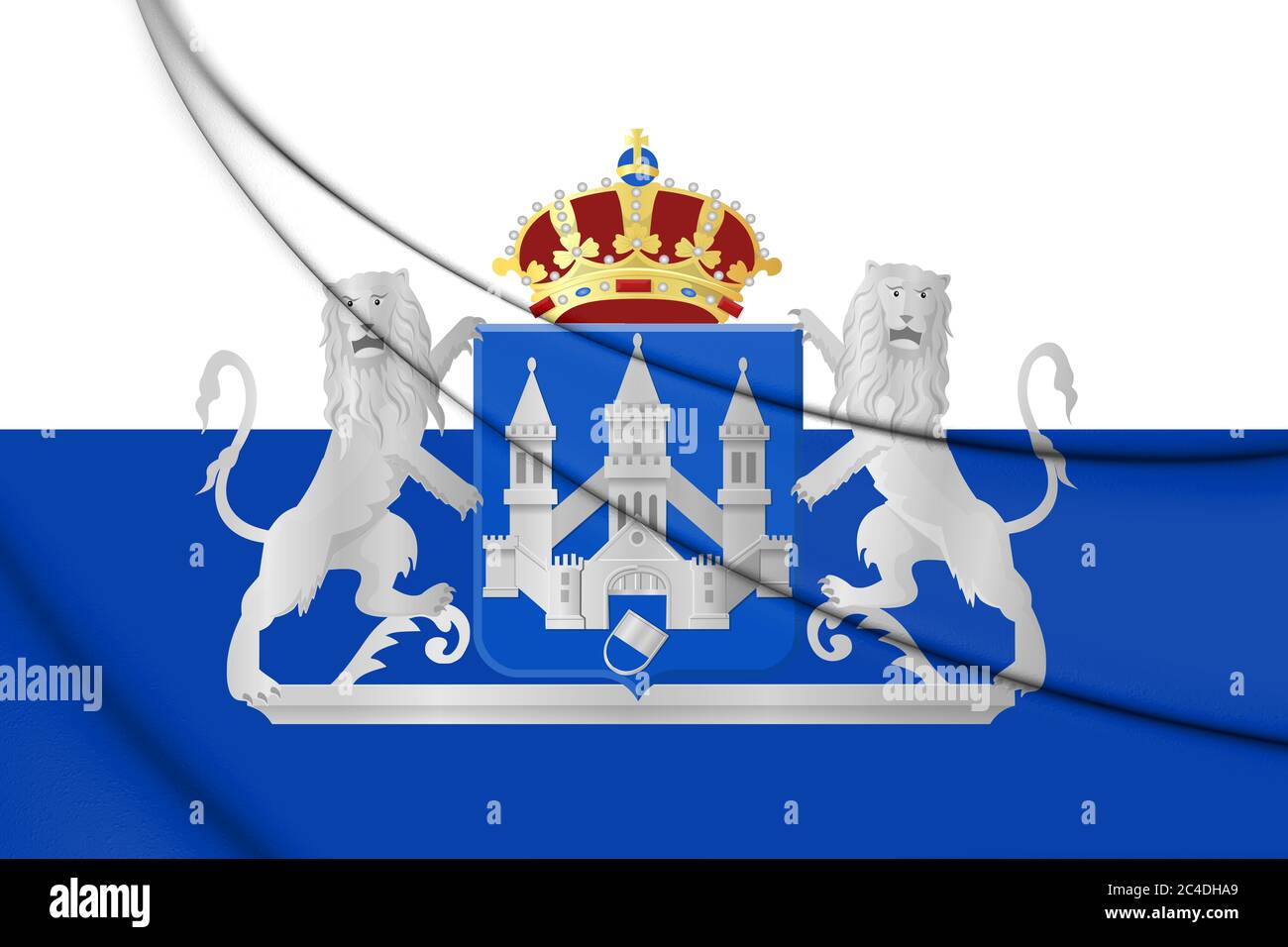 3D Flag of Kampen (Overijssel province), Netherlands. 3D Illustration ...