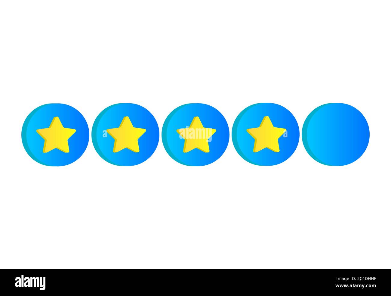 Four golden stars rating review in 3d style. Quality rank service ...