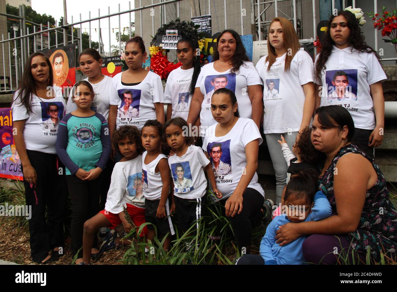 Family members of TJ Hickey at the fence where he died ten years ago ...