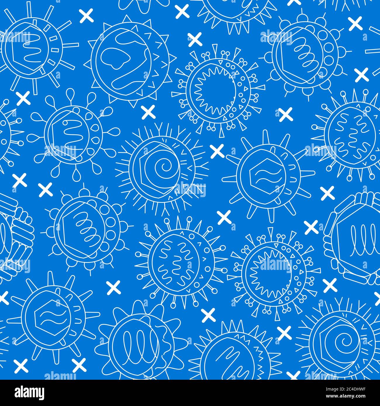 Virus types seamless pattern in thin line style. Human viruses ...