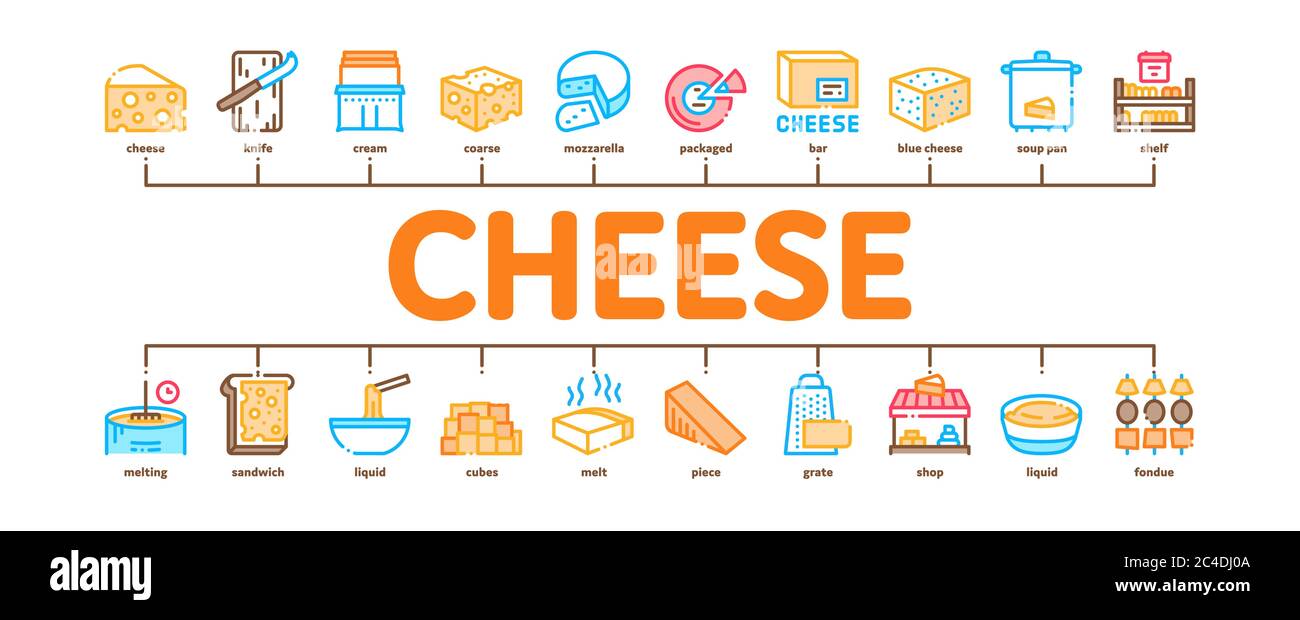 Cheese Dairy Food Minimal Infographic Banner Vector Stock Vector Image ...