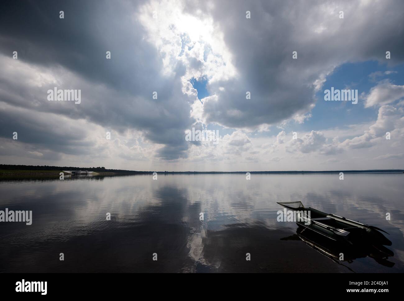 Spremberg, Germany. 26th June, 2020. The mix of sun and dark clouds is ...