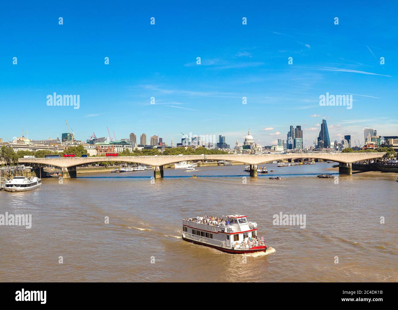 Cityscape of London and Blackfriars Bridge in a beautiful summer day ...