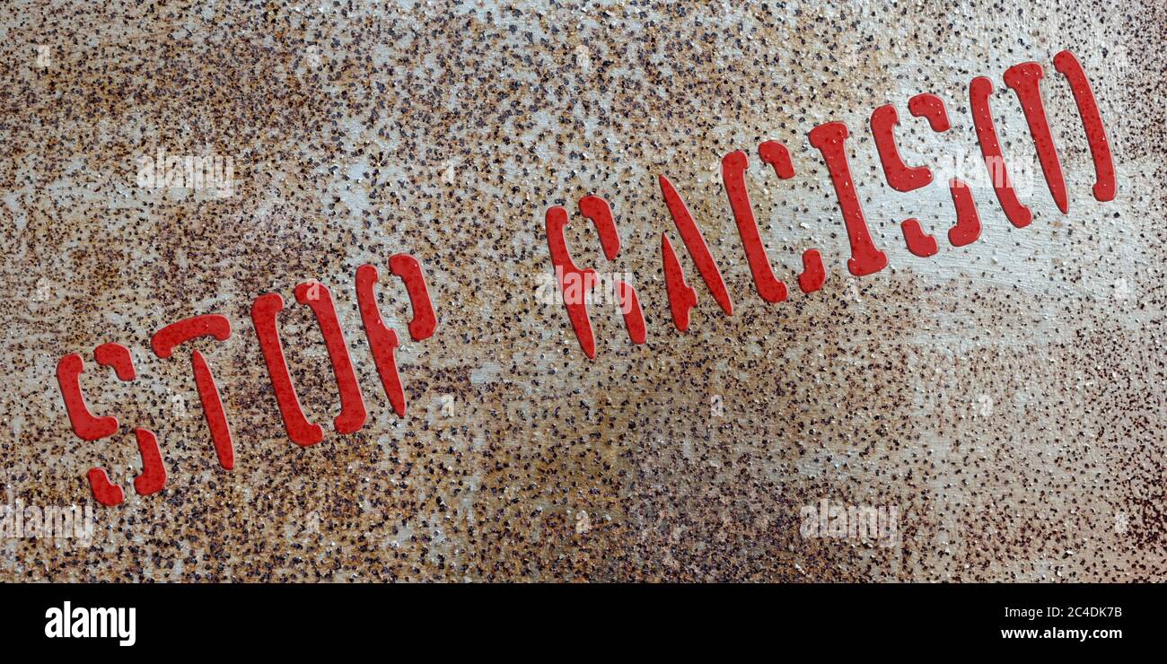 Stencil stop racism on an old metal background. Collage. Concept Stock ...