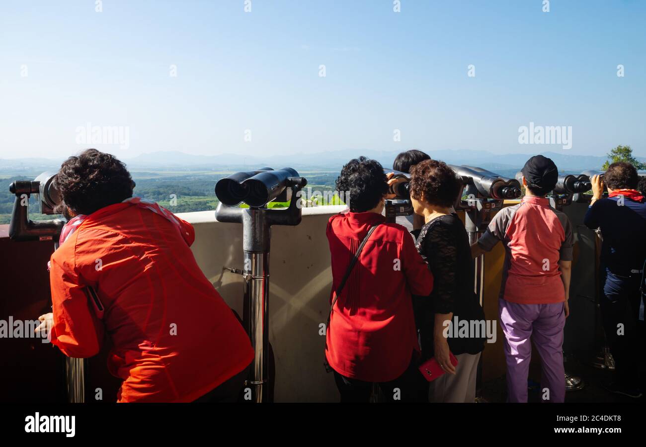 Dora Observatory, DMZ, South Korea - September 8 2017: Visitors ...