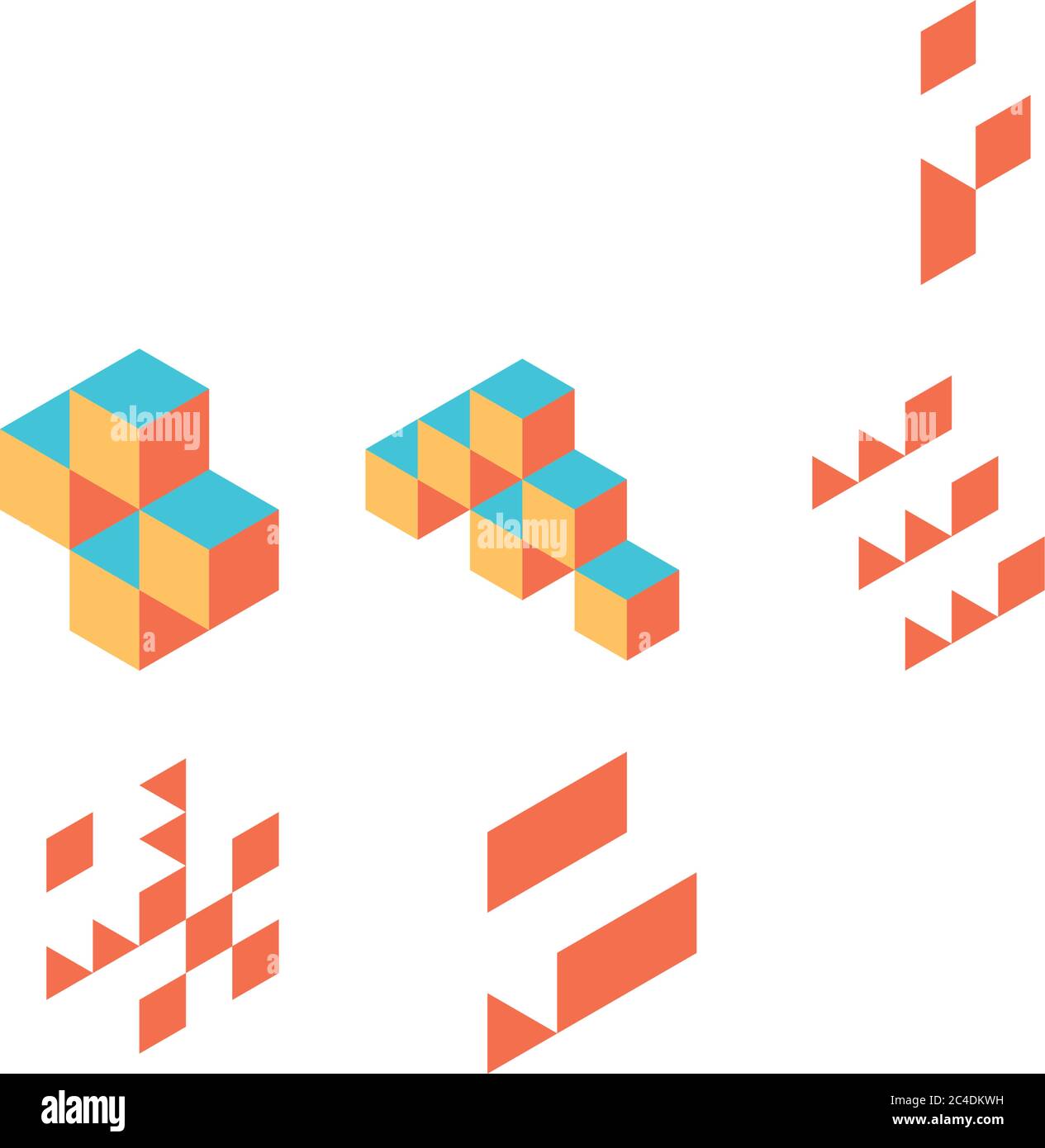 Cross of cubes. Retro colored. Isometric 3D vector object Stock Vector ...
