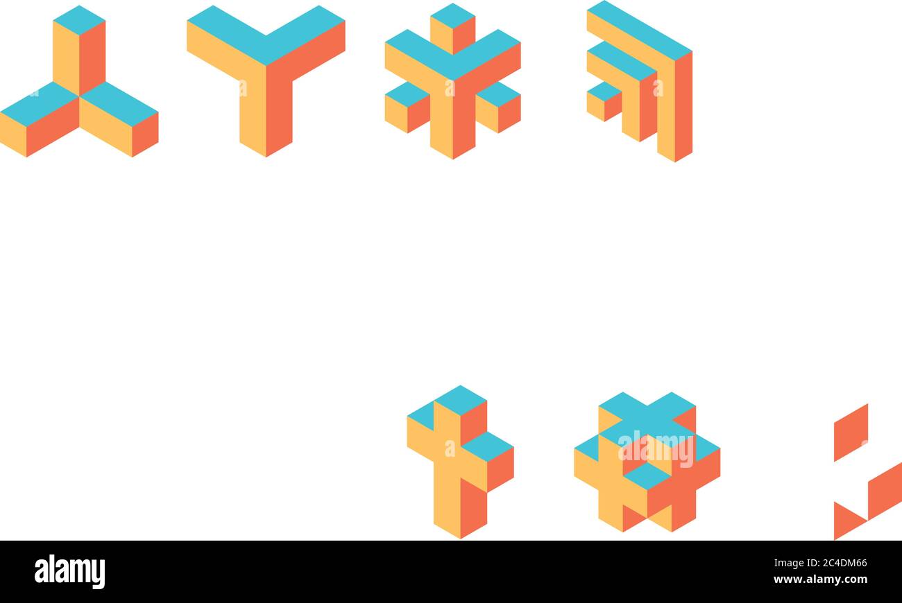 Abstract object of cubes. Retro colored. Isometric 3D vector object Stock Vector Image & Art - Alamy