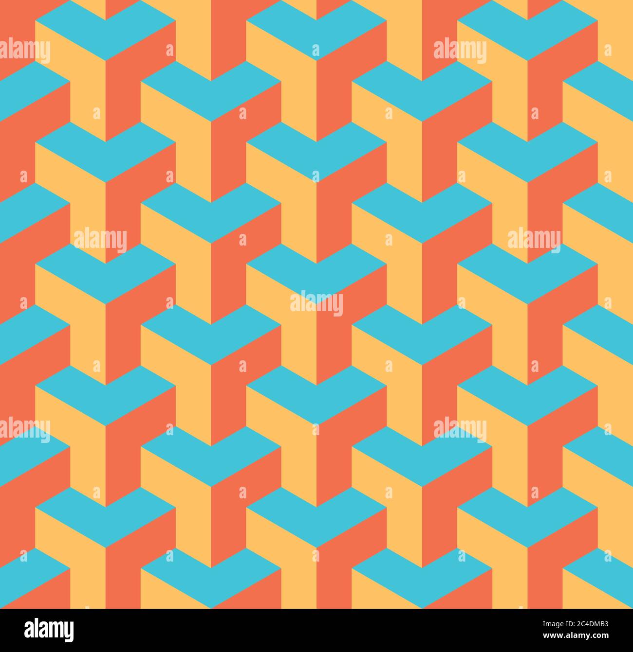 Seamless 3d Geometrical Pattern Of Overlapping Cubes Abstract Design Vector Background In Three