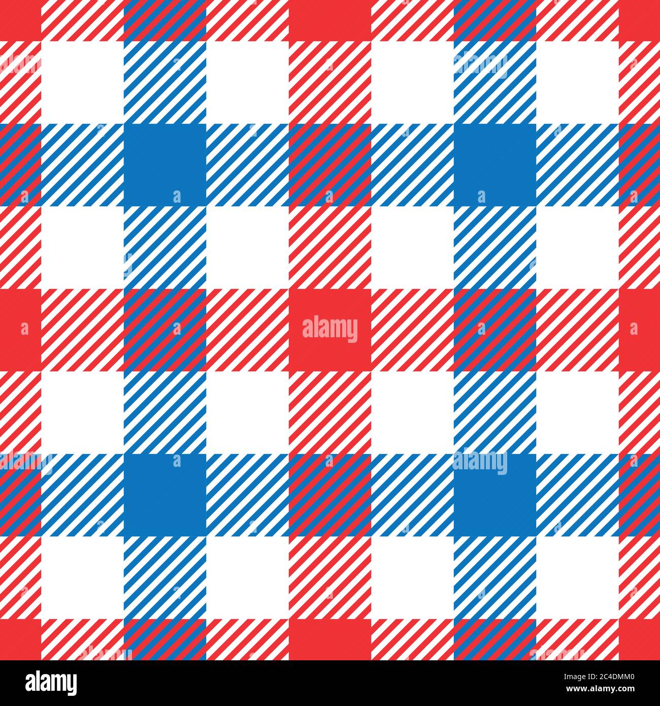 Lumberjack plaid pattern in red, white and blue. Seamless vector ...