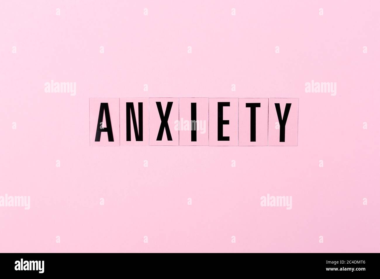 Letters ANXIETY ont he pink background. Negative emotions concept. Flat ...