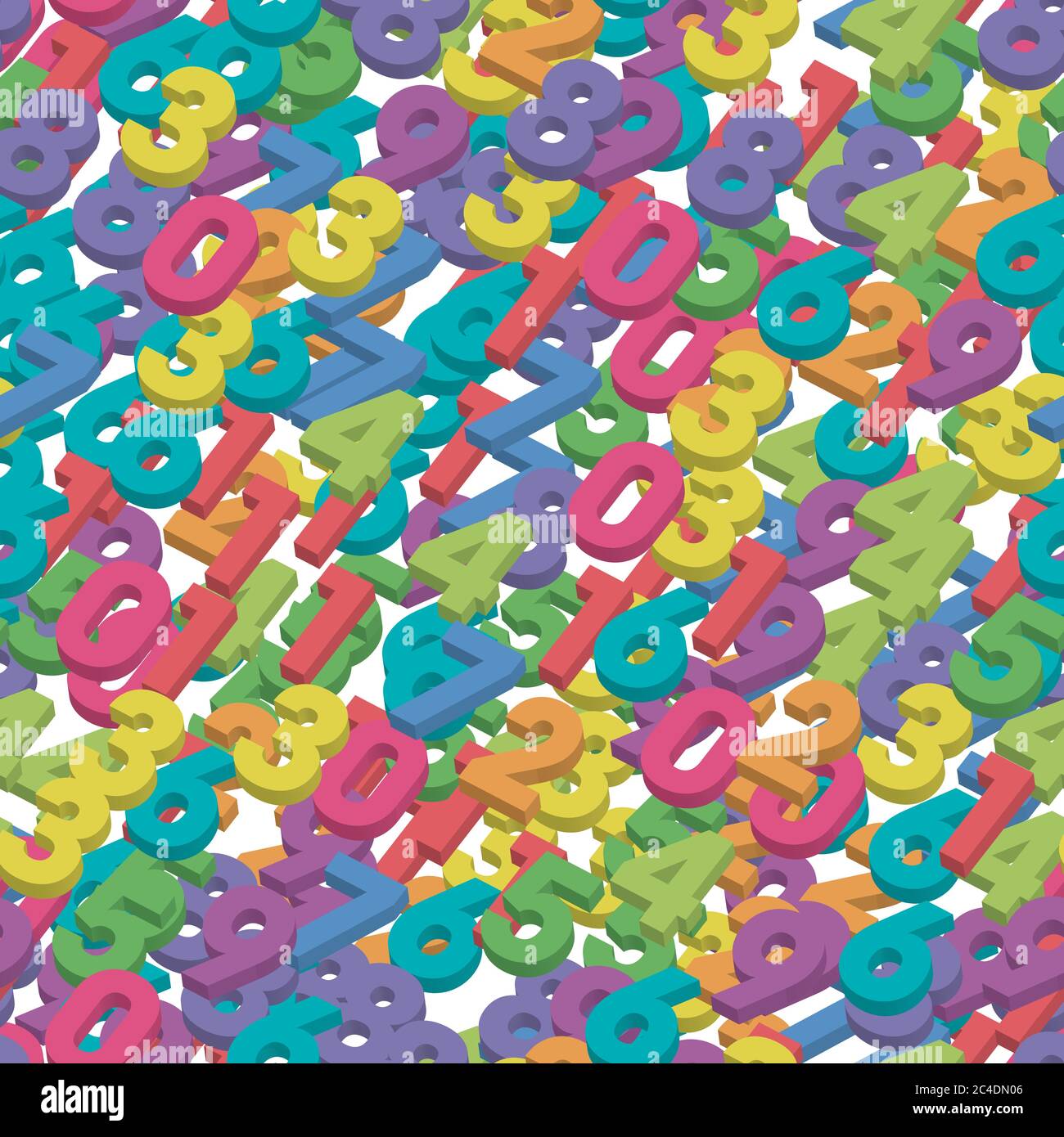 Mosaic of colorful 3D digits. Background of numbers. Vector seamless ...