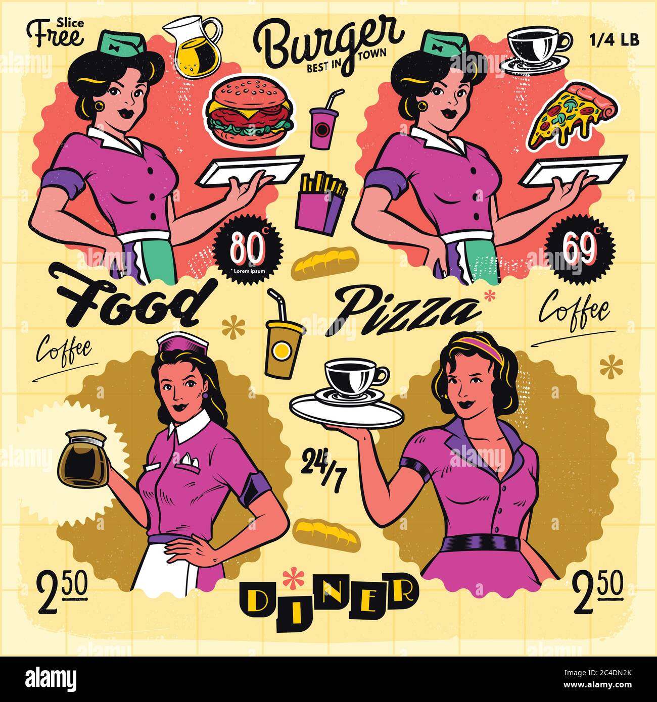 Vintage diner poster menu badge label. Design elements for menu ...
