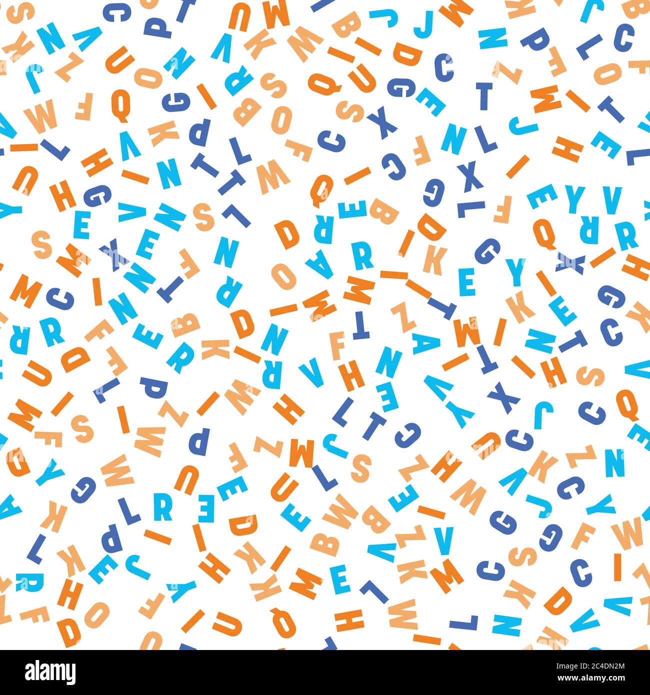 Seamless pattern of colorful letters. Random order signs. Vector ...