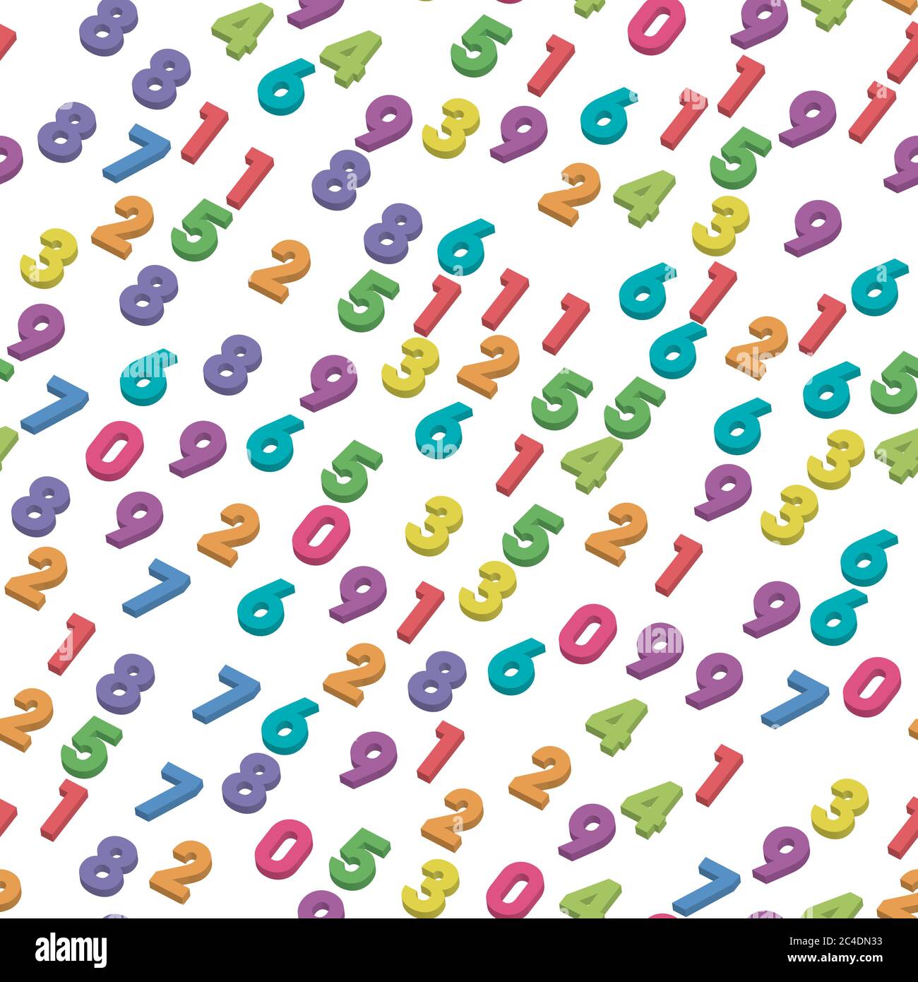 Mosaic of colorful 3D digits. Background of numbers. Vector seamless ...