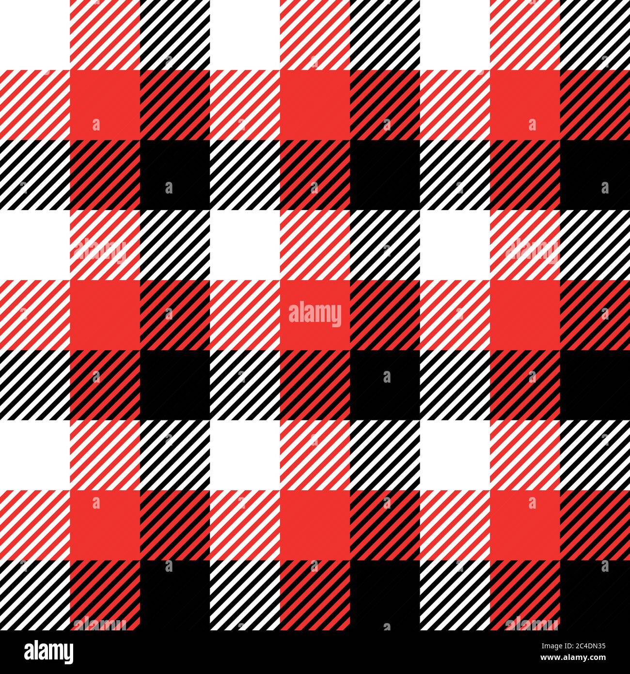 Lumberjack plaid pattern in red, white and black. Seamless vector ...