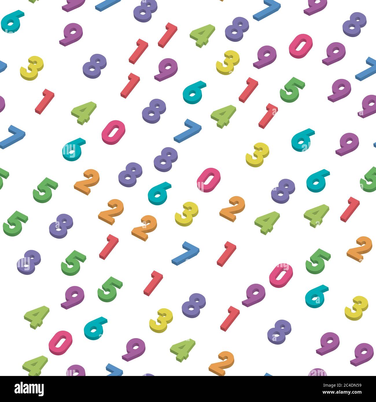 Mosaic of colorful 3D digits. Background of numbers. Vector seamless ...