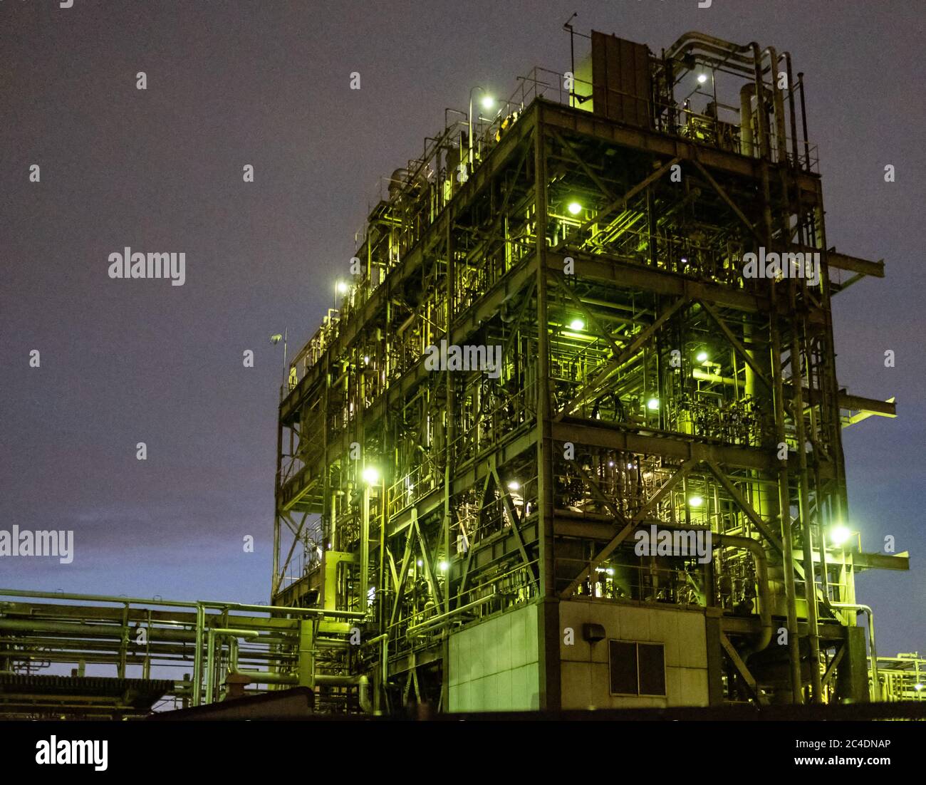 Illuminated factory in Kawasaki, Japan at night Stock Photo - Alamy
