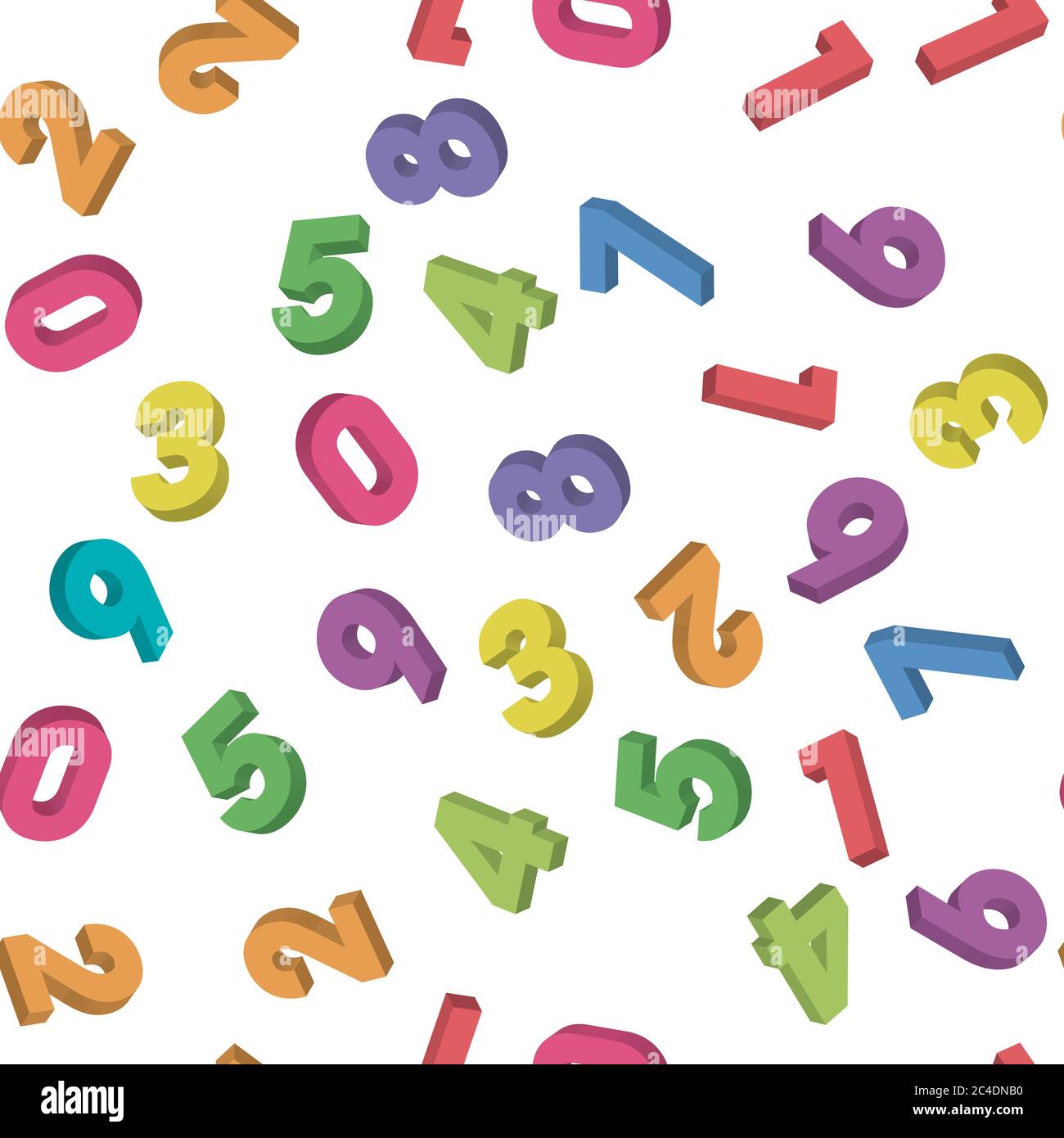 Mosaic of colorful 3D digits. Background of numbers. Vector seamless ...