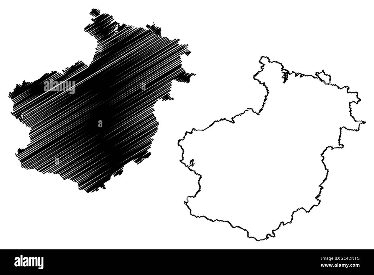 Luoyang City (People's Republic of China, Henan Province) map vector ...