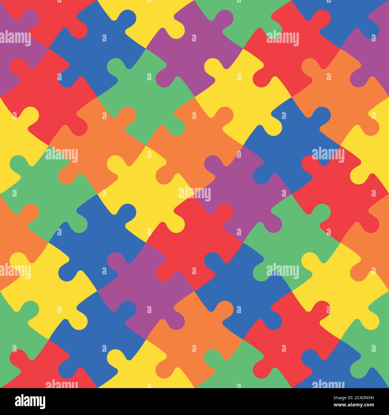 Multicolored jigsaw puzzle in diagonal arrangement. Playful and ...