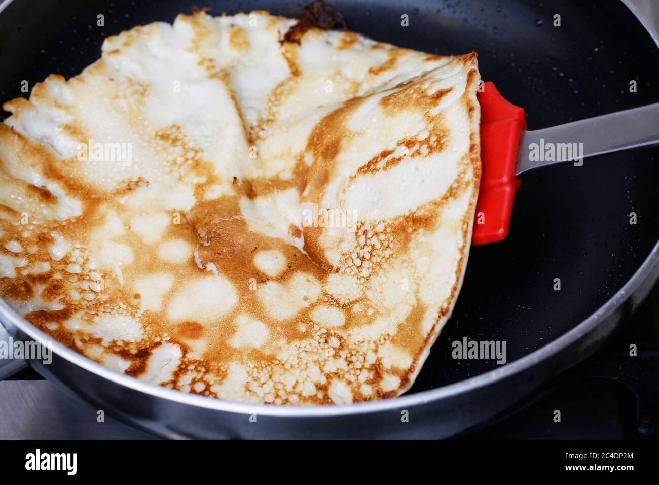 Chef at work: How to make a traditional pancakes. Step by step ...