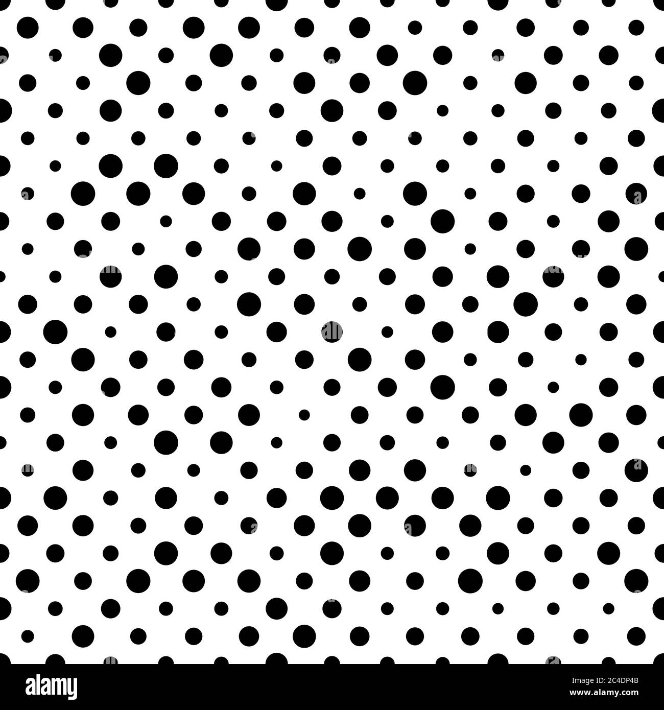 Seamless Polka Dot Pattern Black Dots In Random Sizes On White Background Vector Illustration