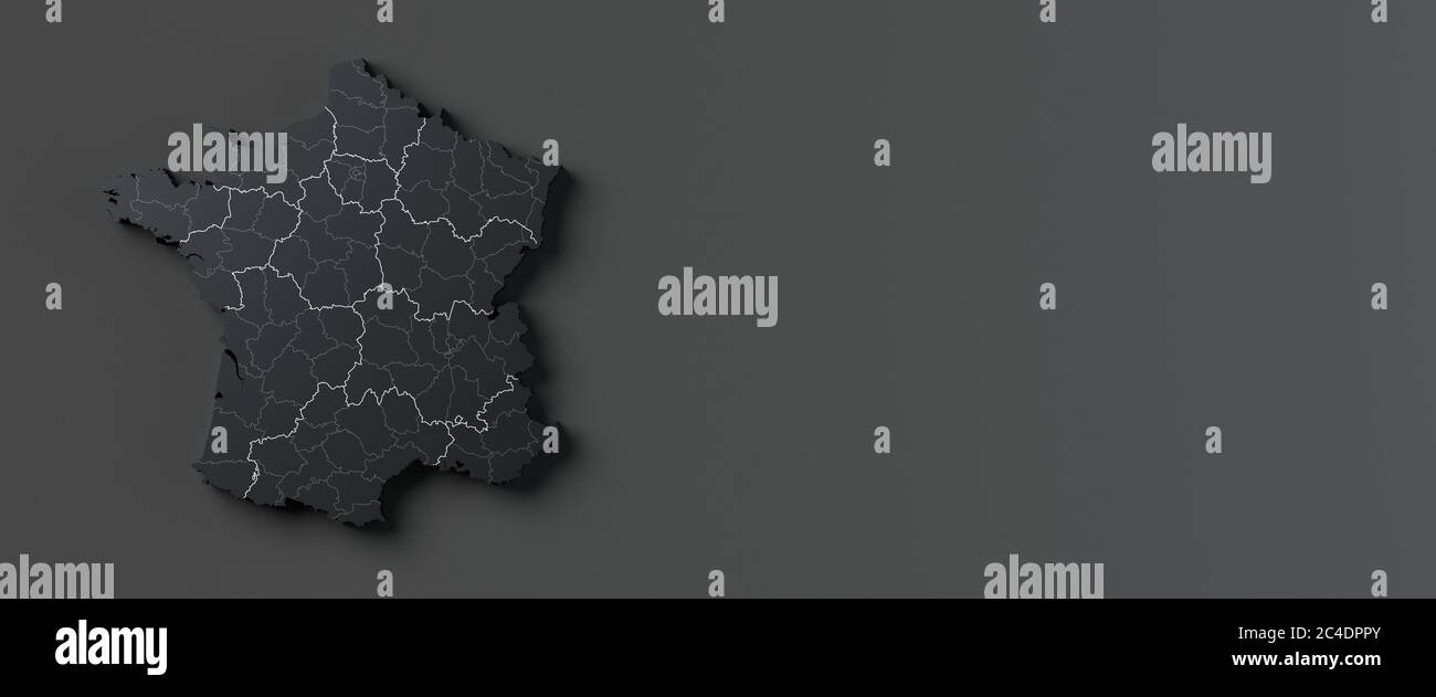 Black and white map of France on grey background Stock Photo - Alamy